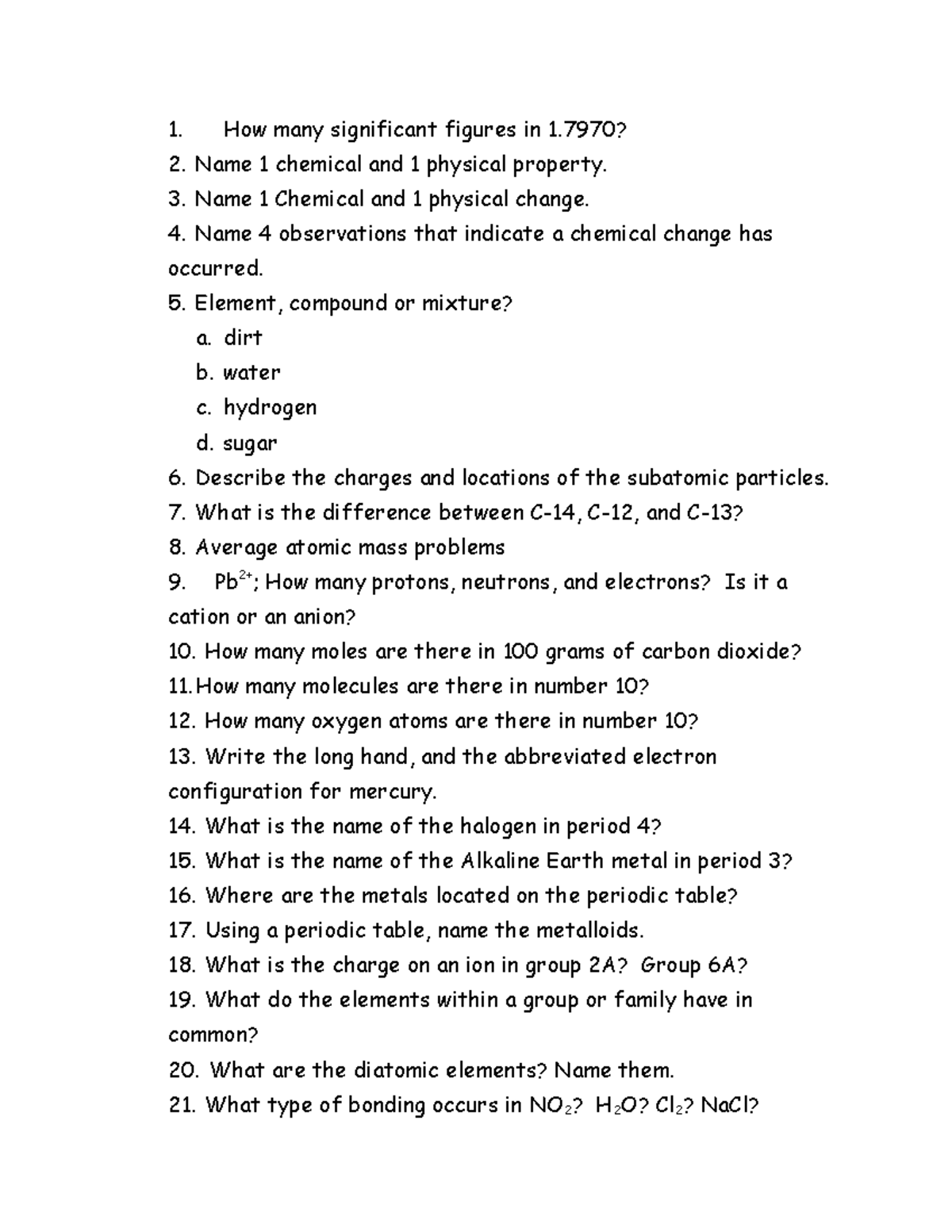 Chem 29 - Fall 2022 Dr. Gasery Chemistry document requirements LSU ...