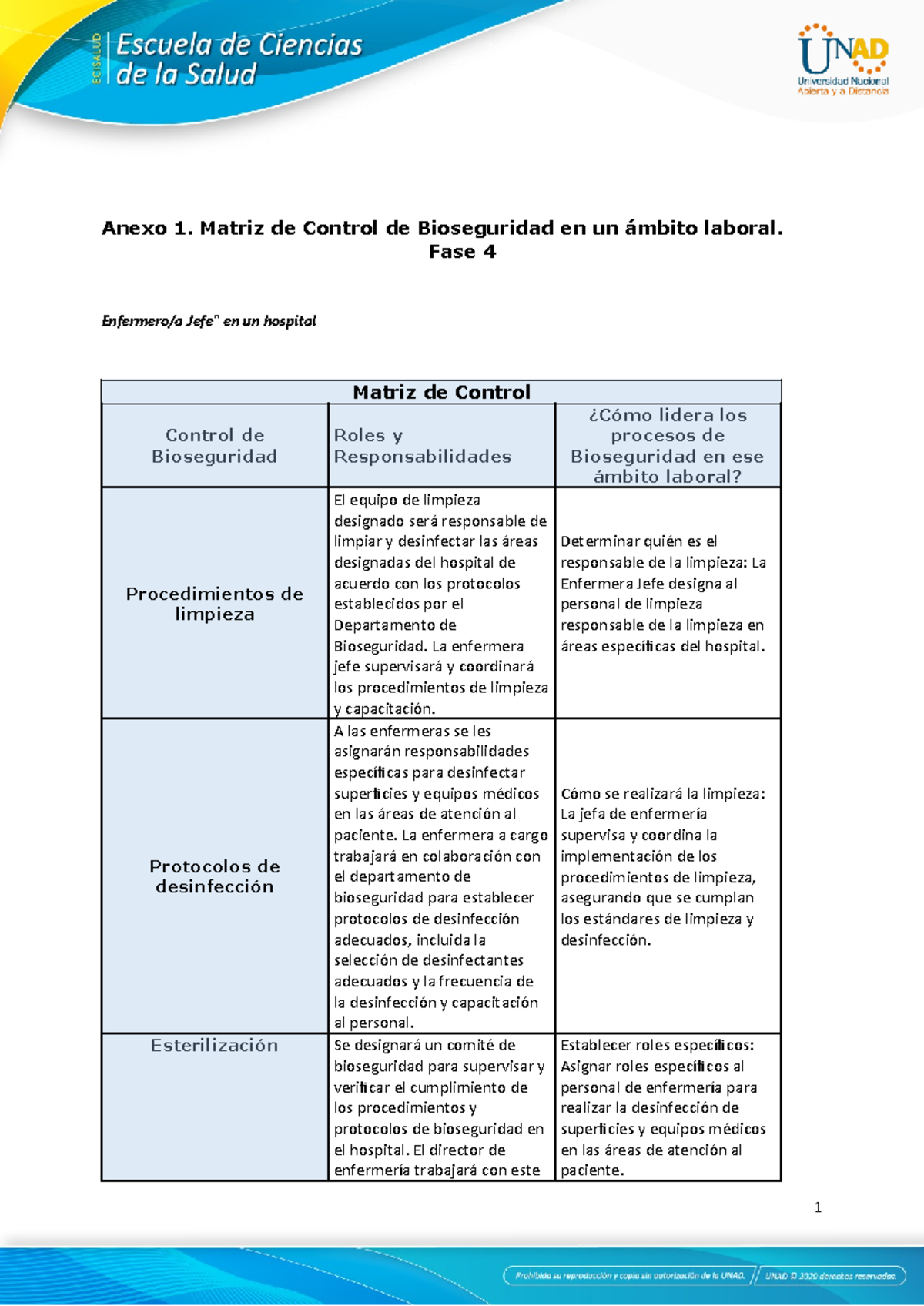 Anexo 1 - Matriz de Control de Bioseguridad - Anexo 1. Matriz de ...