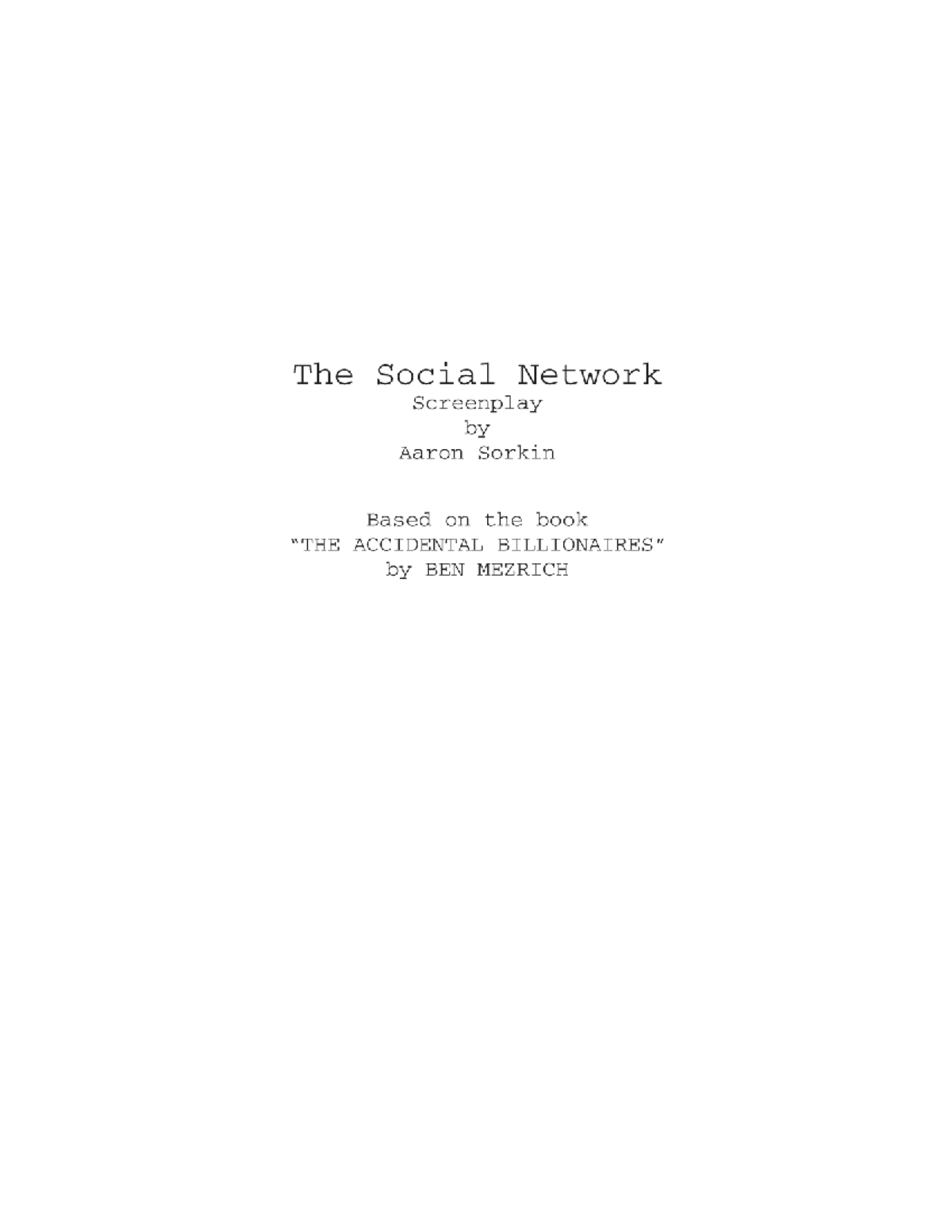 Social-network-the - script - FROM THE BLACK WE HEAR- MARK (V.) Did you ...