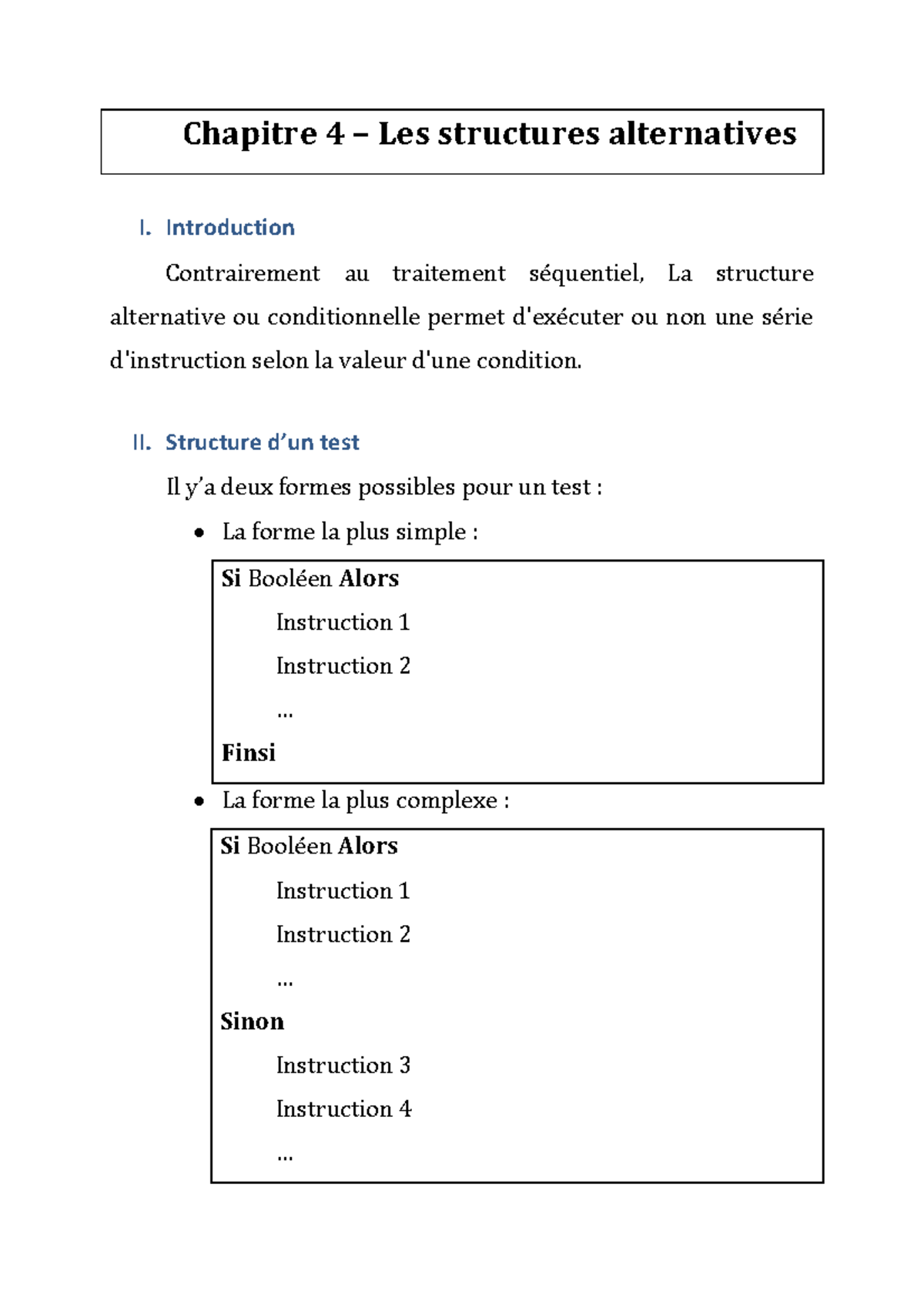 04 – Les Structures alternatives - if - Chapitre 4 – Les structures ...