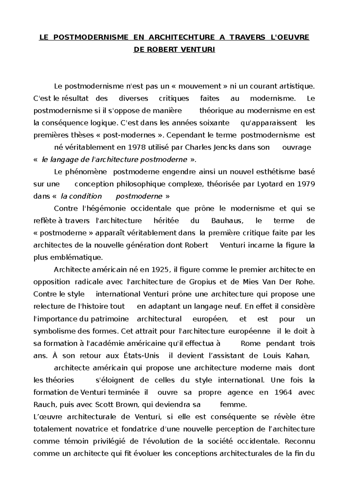 Post-modernisme Venturi - LE POSTMODERNISME EN ARCHITECHTURE A TRAVERS ...