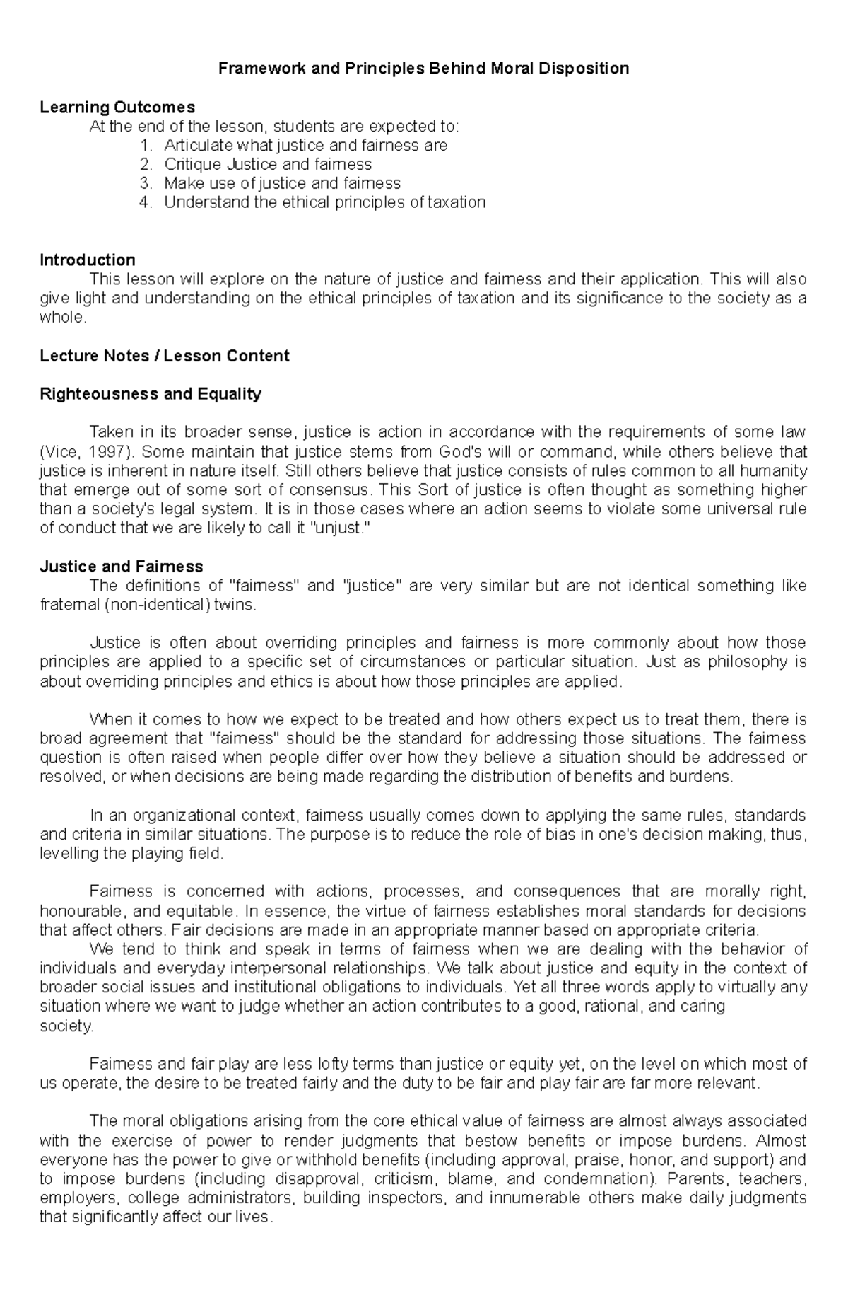 G8 Module week 7 - Taken in its broader sense, justice is action in ...