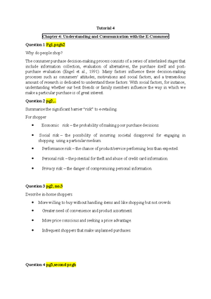 Tutorial 9 - good luck - TUTORIAL 9 CHAPTER 9: E-MALLS Question 1 pg1 line 1- Define multiple ...