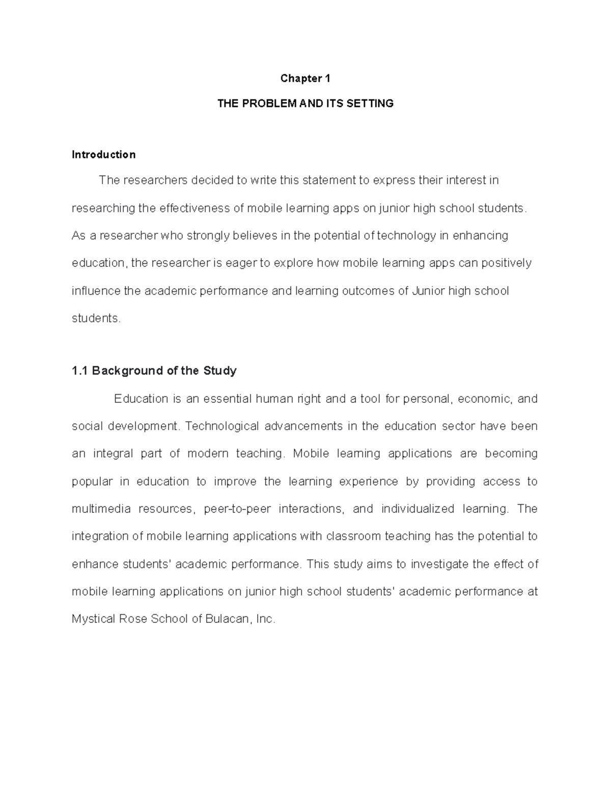 Group-2-Chapter-1 - Research example chapter 2 - Chapter 1 THE PROBLEM ...