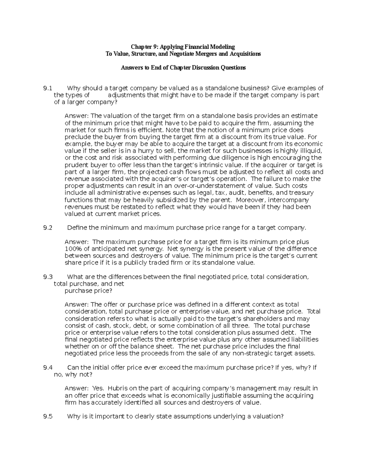 Chapter 9 (revised, -assign) - Chapter 9: Applying Financial Modeling ...