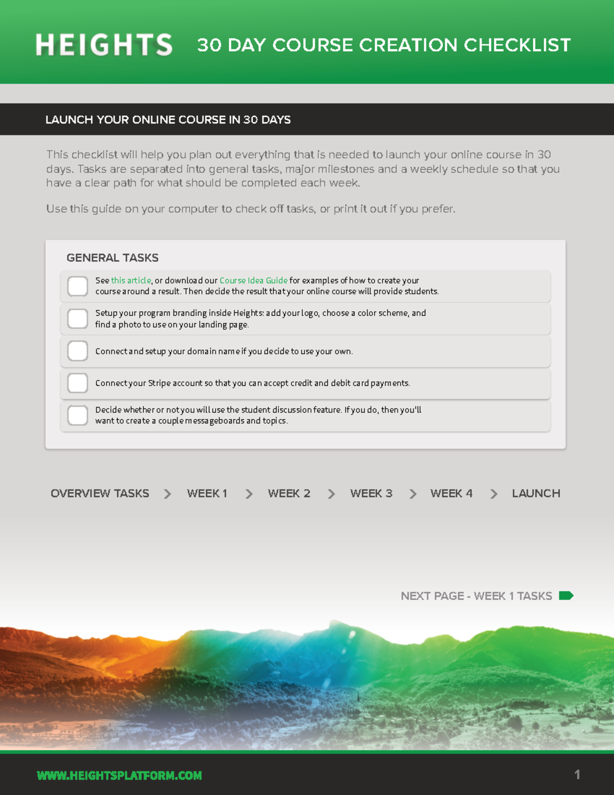 30 Day Course Creation Checklist Heights Platform - LAUNCH YOUR ONLINE ...