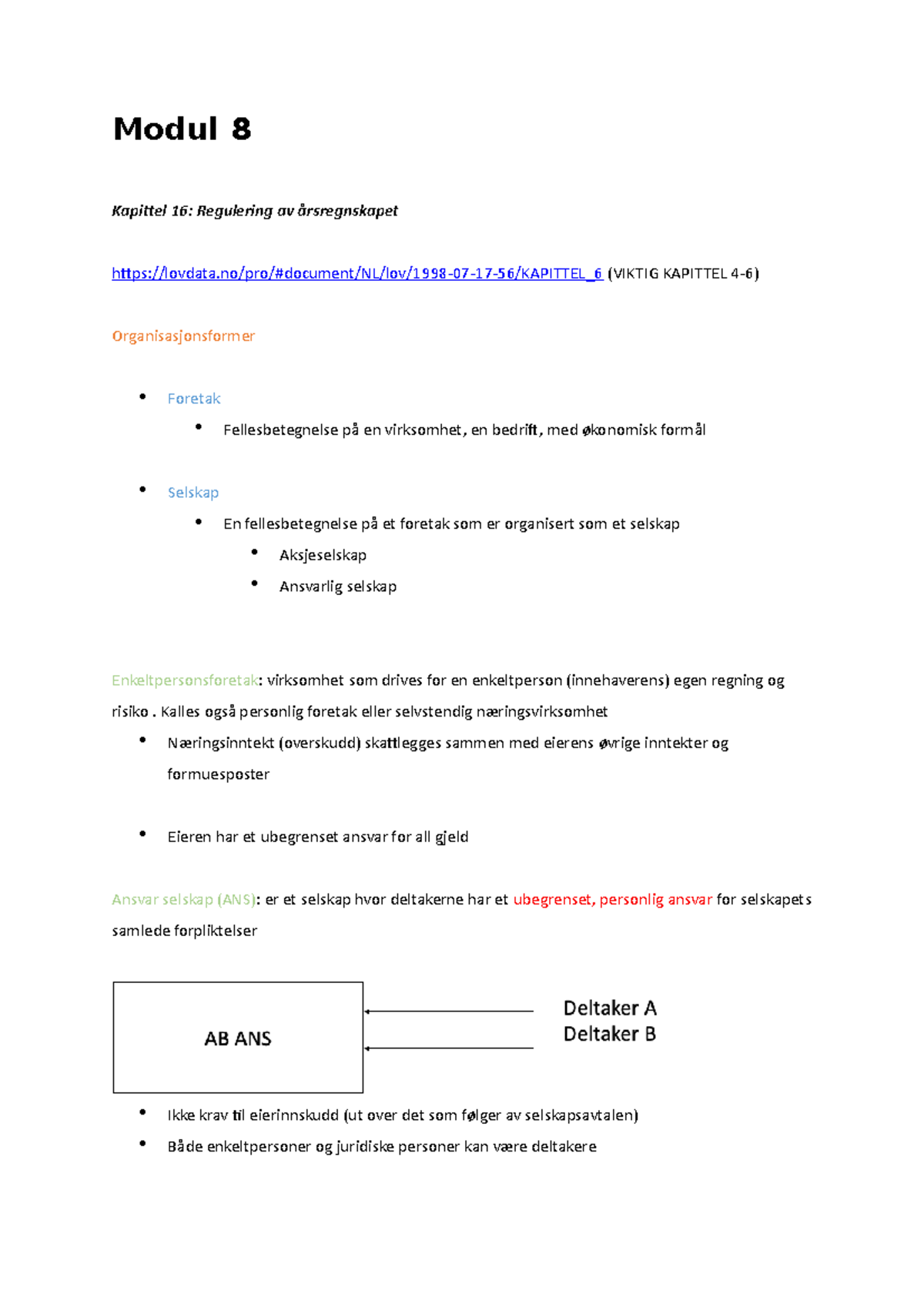 Modul 8 - Notater - FIN2007 - Studocu