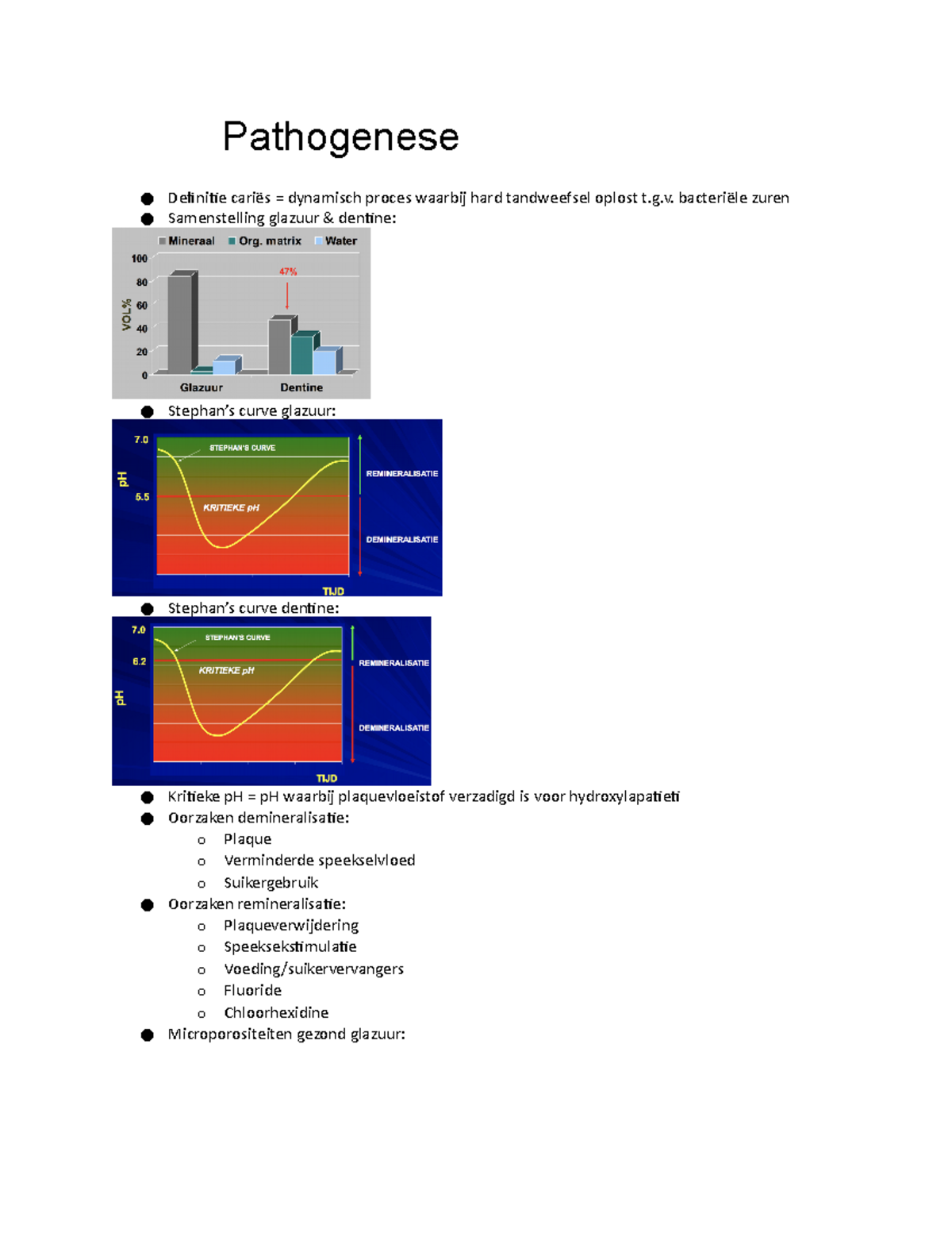 Cariologie Pathogenese - Pathogenese Definitie cariës = dynamisch ...