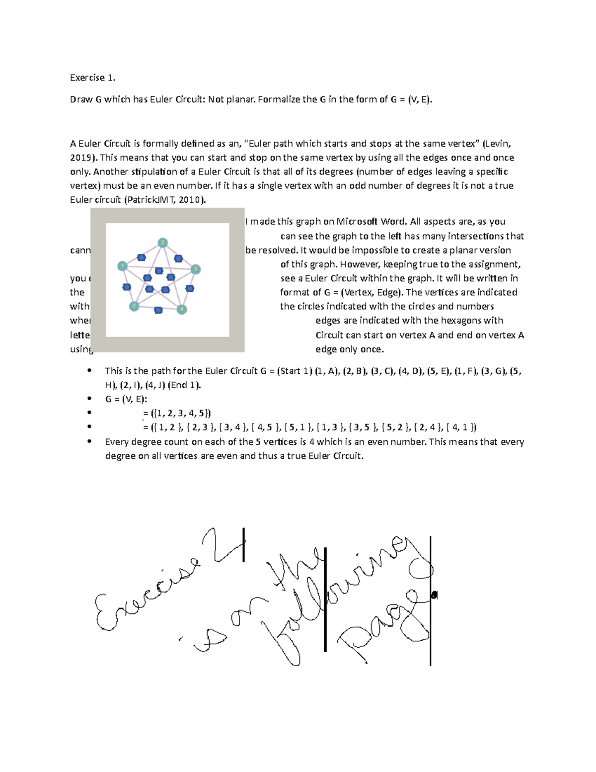 Discrete Mathematics Unit 7 Discussion Assignment - Exercise 1. Draw G ...