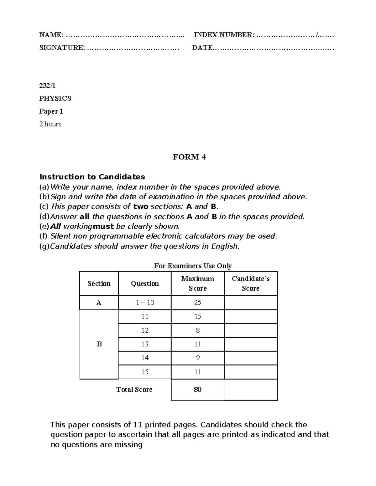 PHY P1 SET 2 - Physics - NAME ...