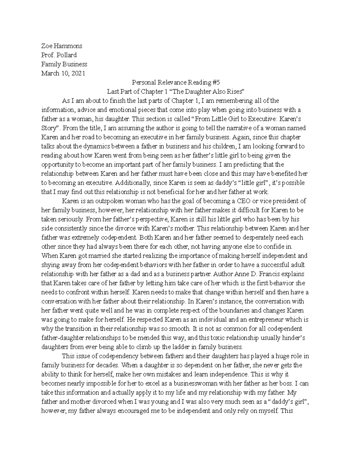 PRR #5 - Personal reading reflection for Professor Rolanda Pollard ...