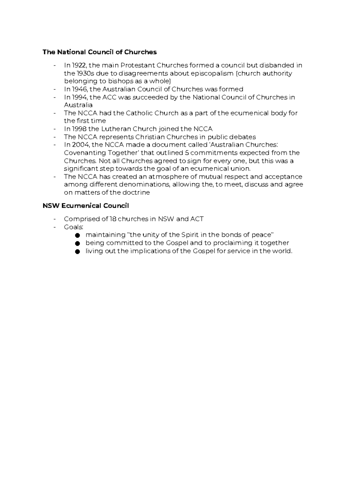 HC2.2.1 Ecumenical movements within Christianity - The National Council ...