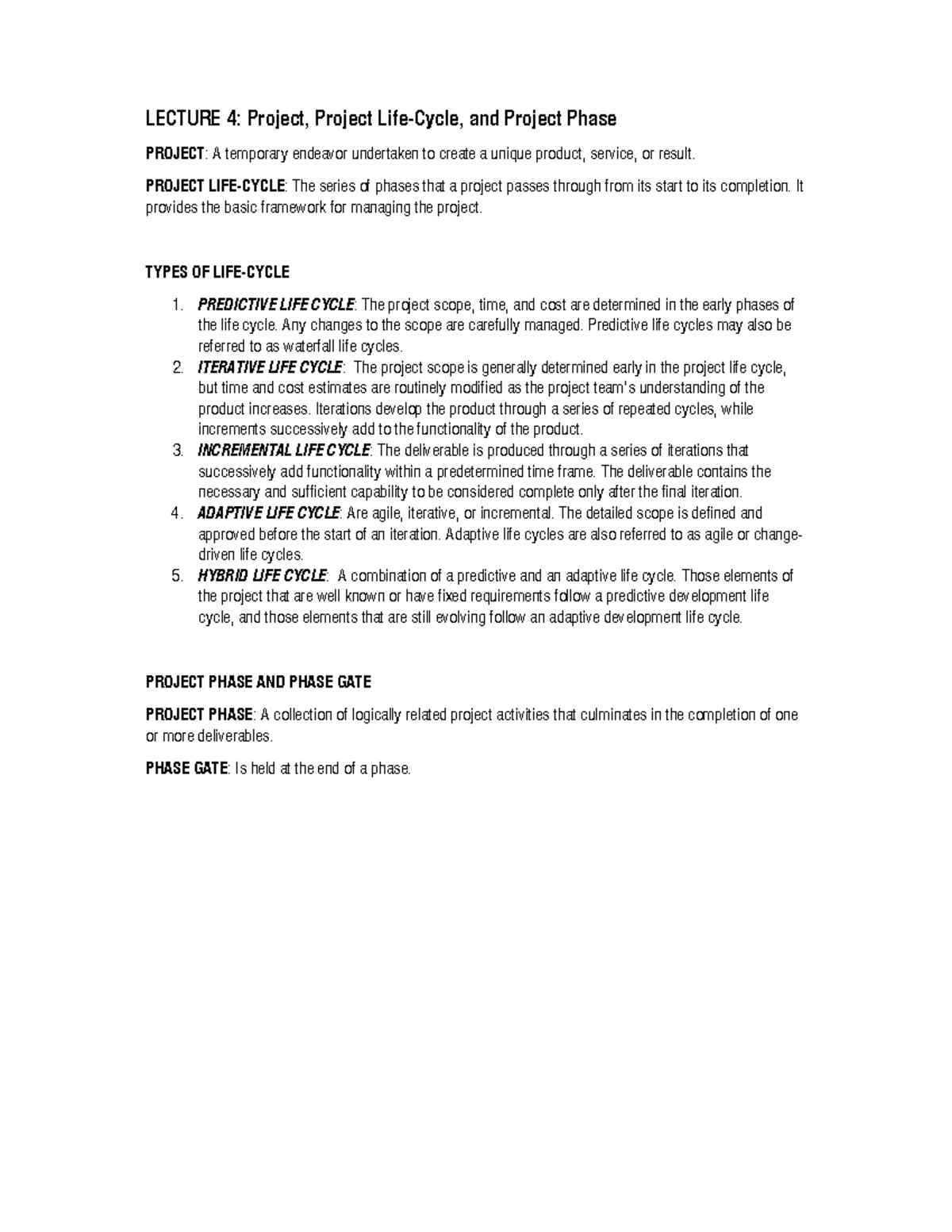 Lecture 4 Project, Project Life Cycle & Project Phase - LECTURE 4 ...