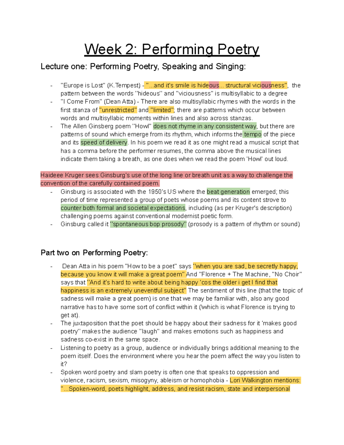Week 2 Performing Poetry - Week 2: Performing Poetry Lecture one ...