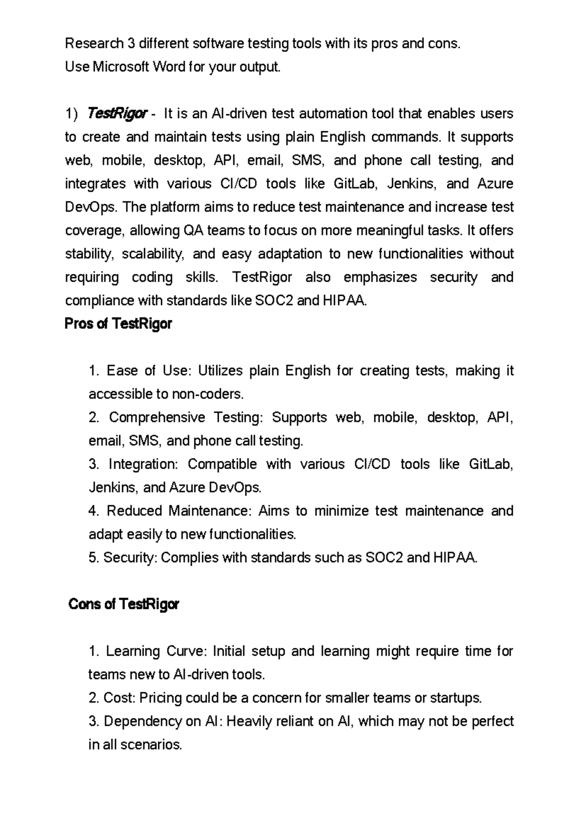 07 Activity 3 - ARG - Research 3 different software testing tools with ...