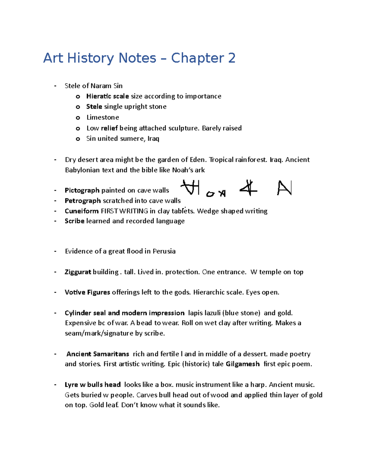 Art history chapter 2 notes - Art History Notes – Chapter 2 Stele of ...