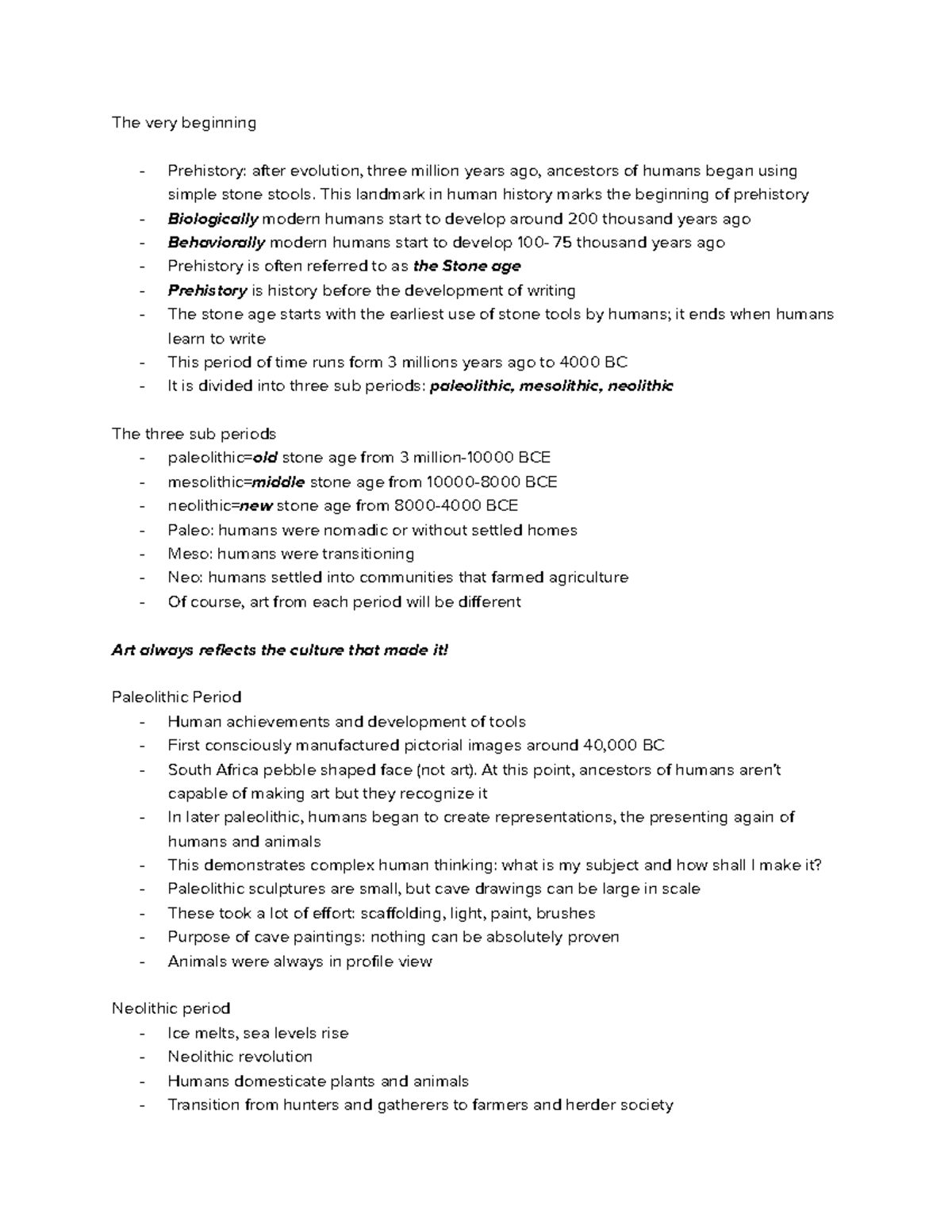 Art in the Stone Age - The very beginning Prehistory: after evolution ...