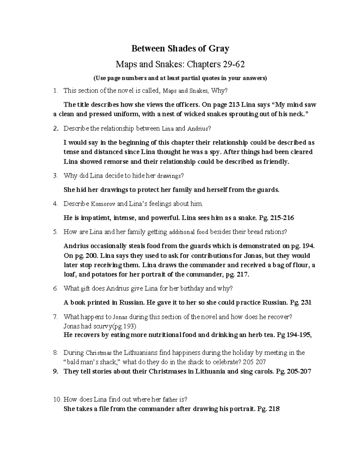 Park Between Shades of Gray Quiz Ch. 29-62 - Between Shades of Gray ...