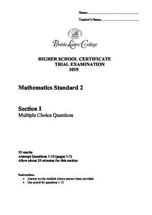 Year 11 preliminary advanced mathematics practice paper with solutions ...