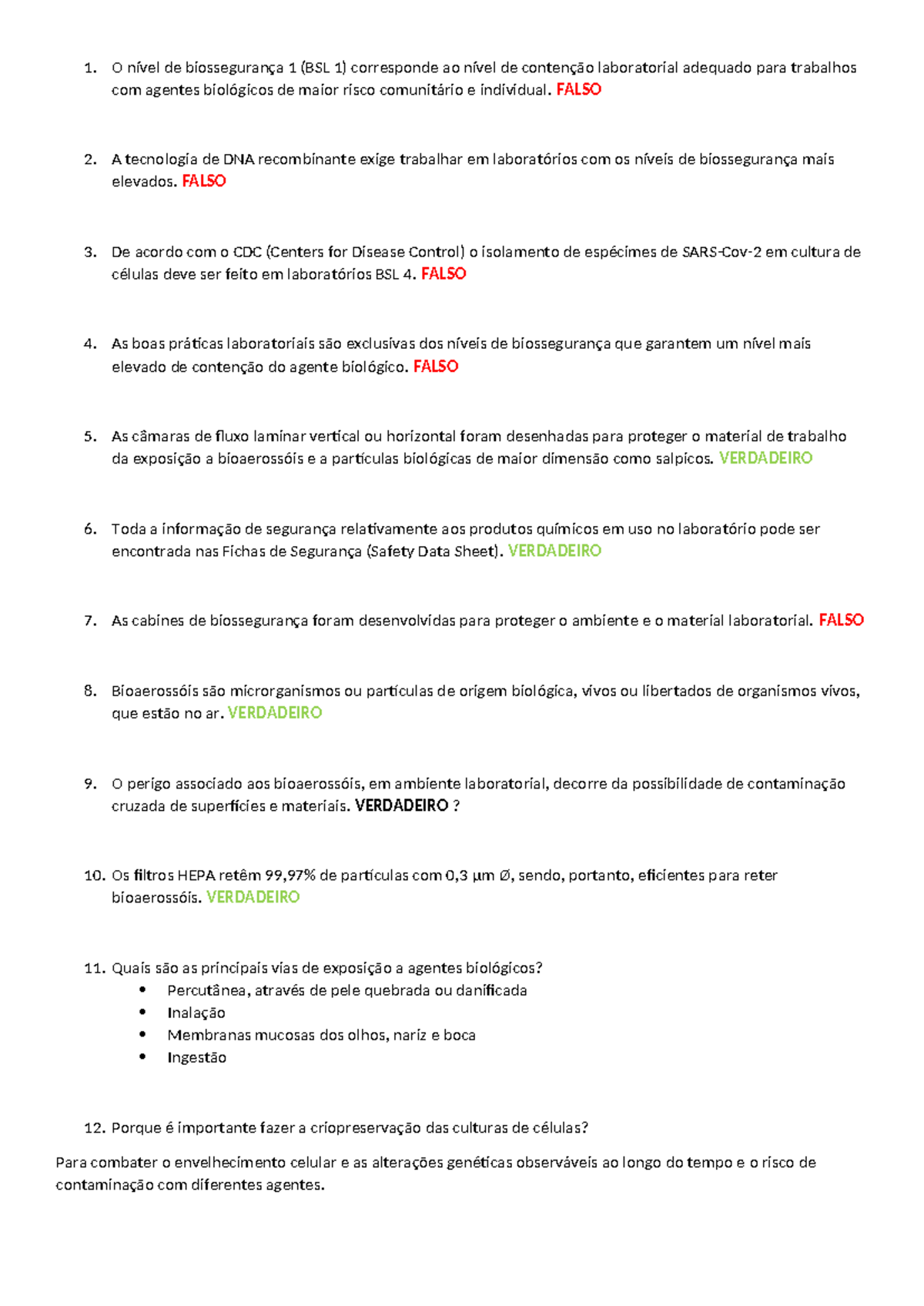 Teste Bactérias - Resumo Cultura de Células e Tecidos - O nível de ...