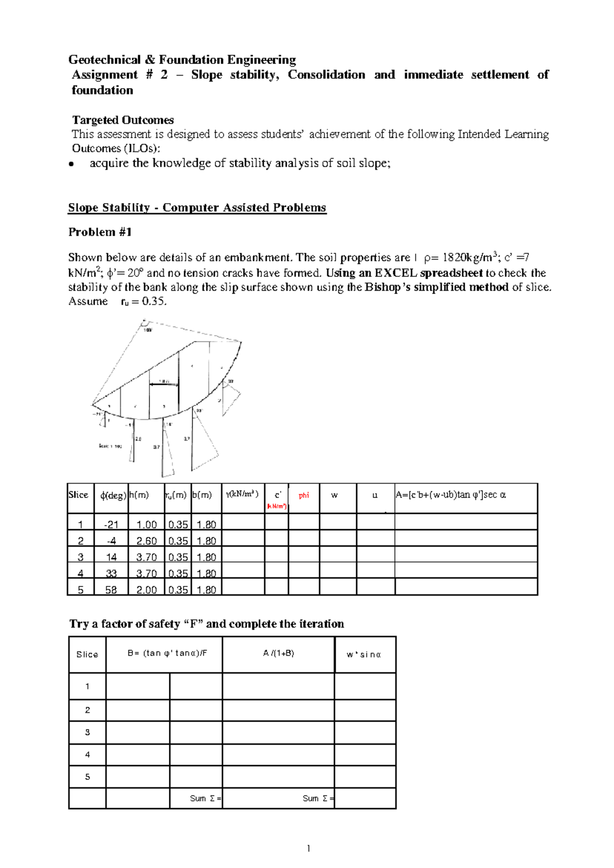 Assignment 2 slope consolidation - Geotechnical & Foundation Engineering Assignment # 2 – Slope ...