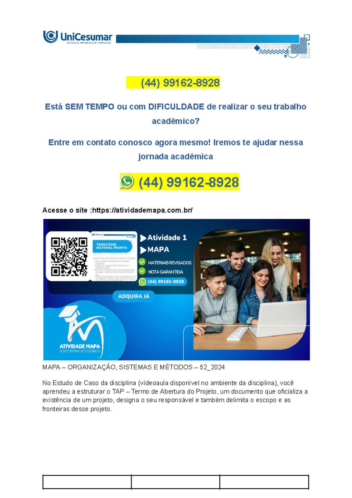 Como o seu projeto anterior foi muito bem elaborado e executado, você ...