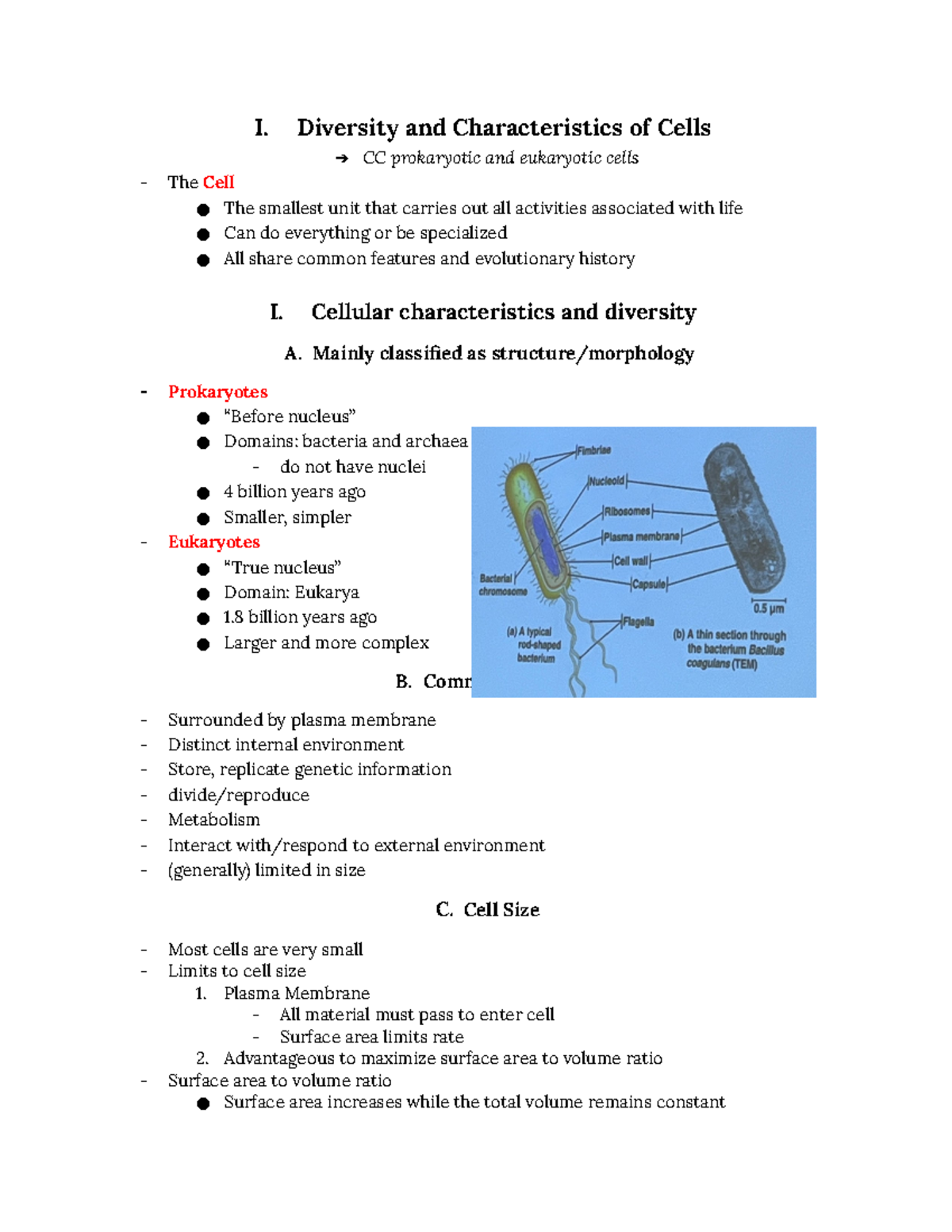 3. Cell Struture - General Biology cell structure notes - I. Diversity ...