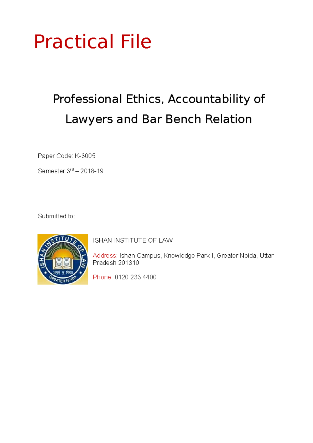 435999496 K 3005 Professional Ethics 3 - Practical File Professional ...