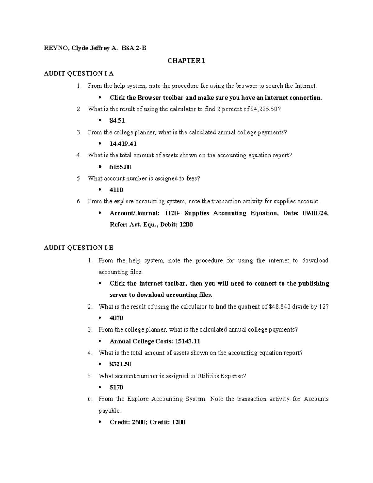 Accounting information systems - REYNO, Clyde Jeffrey A. BSA 2-B ...