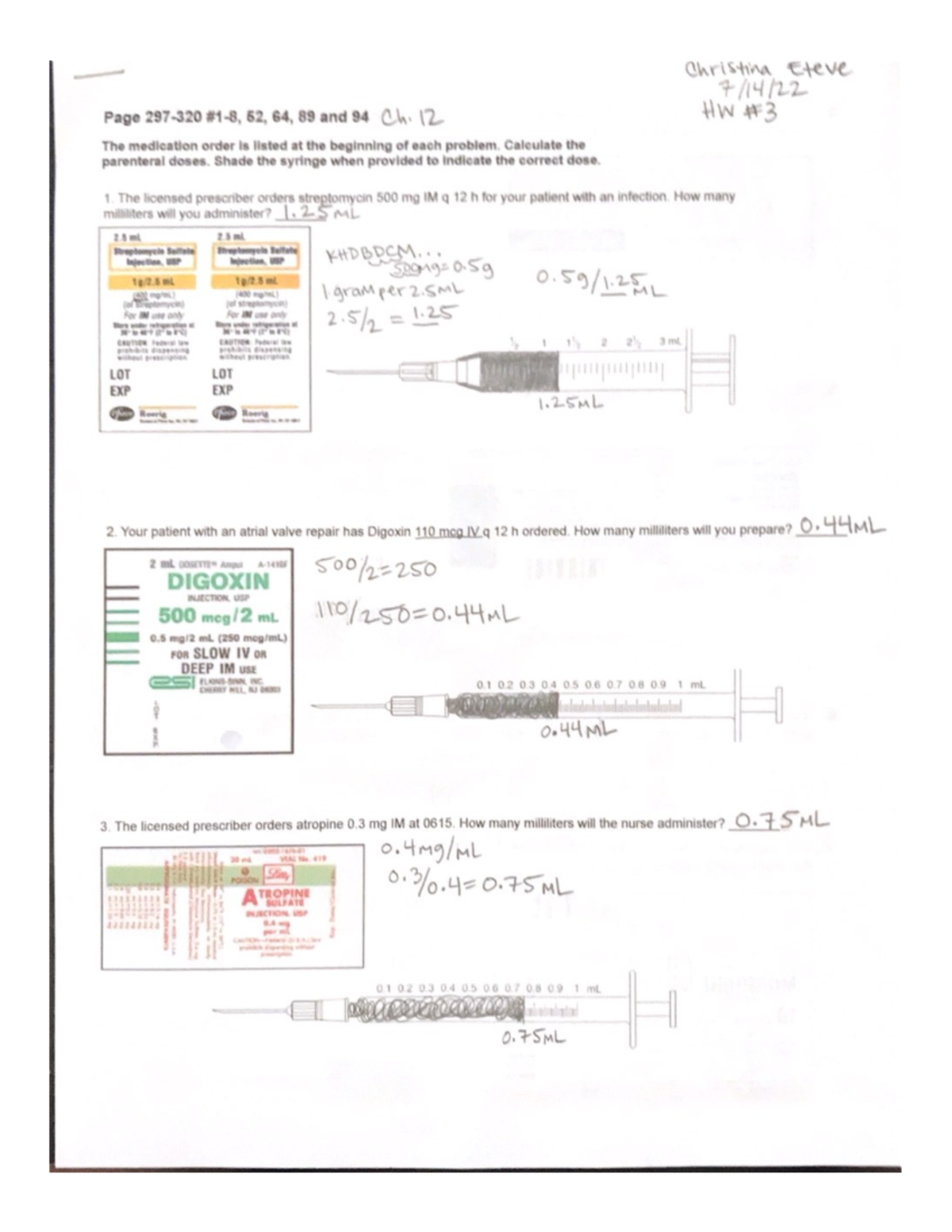 Dosage HW #3 - Pharmacology - NUR 328 - Studocu