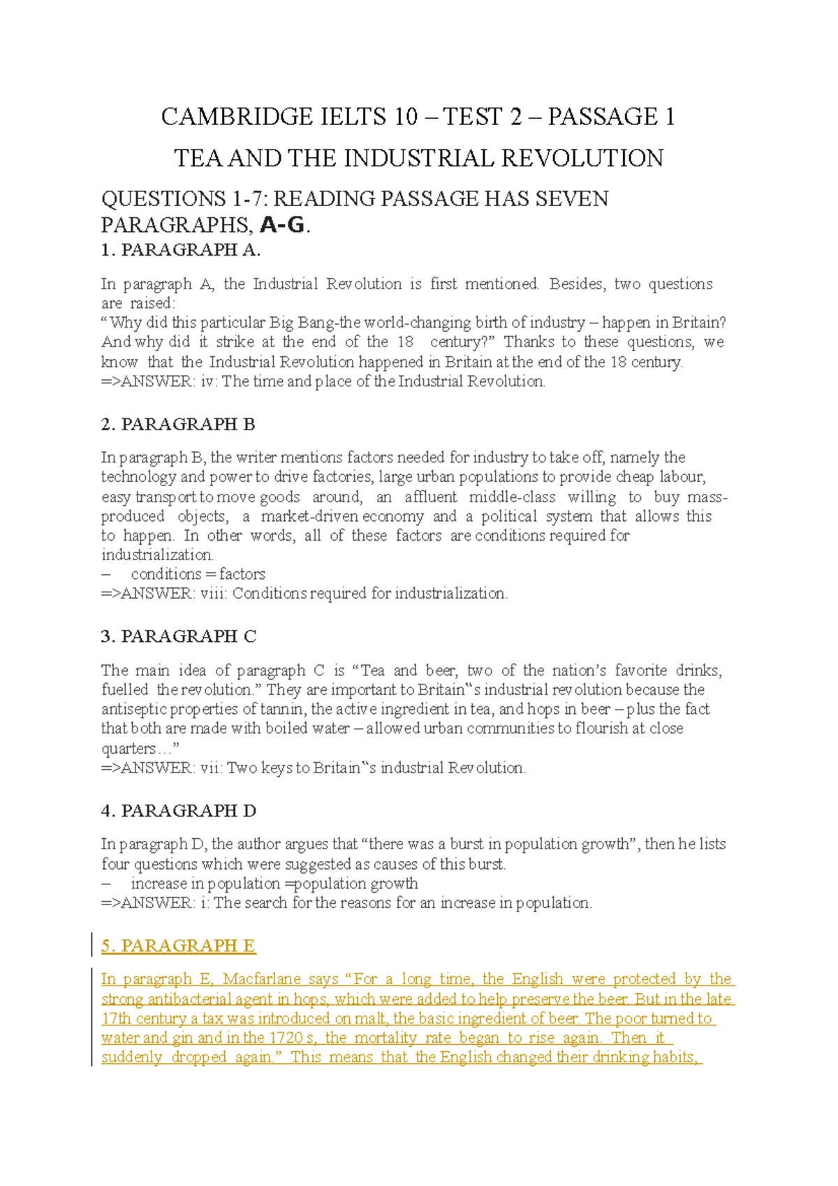 Cambridge Ielts 10 - CAMBRIDGE IELTS 10 – TEST 2 – PASSAGE 1 TEA AND ...