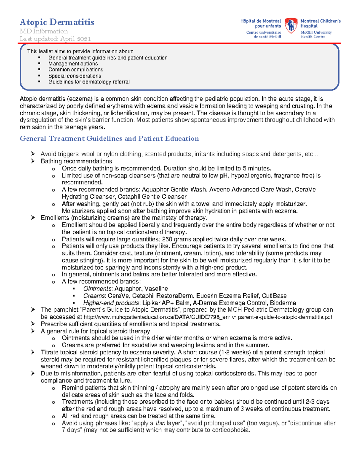 Atopic dermatitis md 2021 - Internal medicine - Studocu