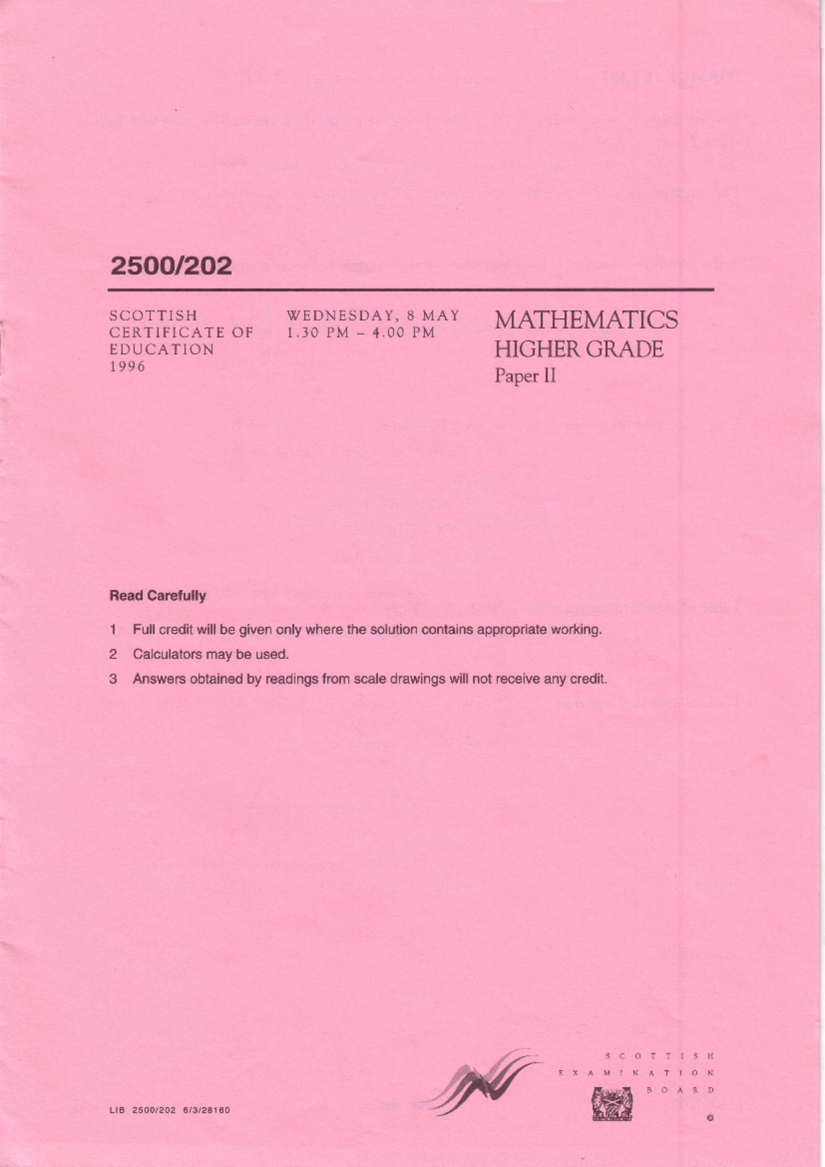 1996Paper 2-tq00to - Old maths paper scottish - 25001202 ReadCarefully ...