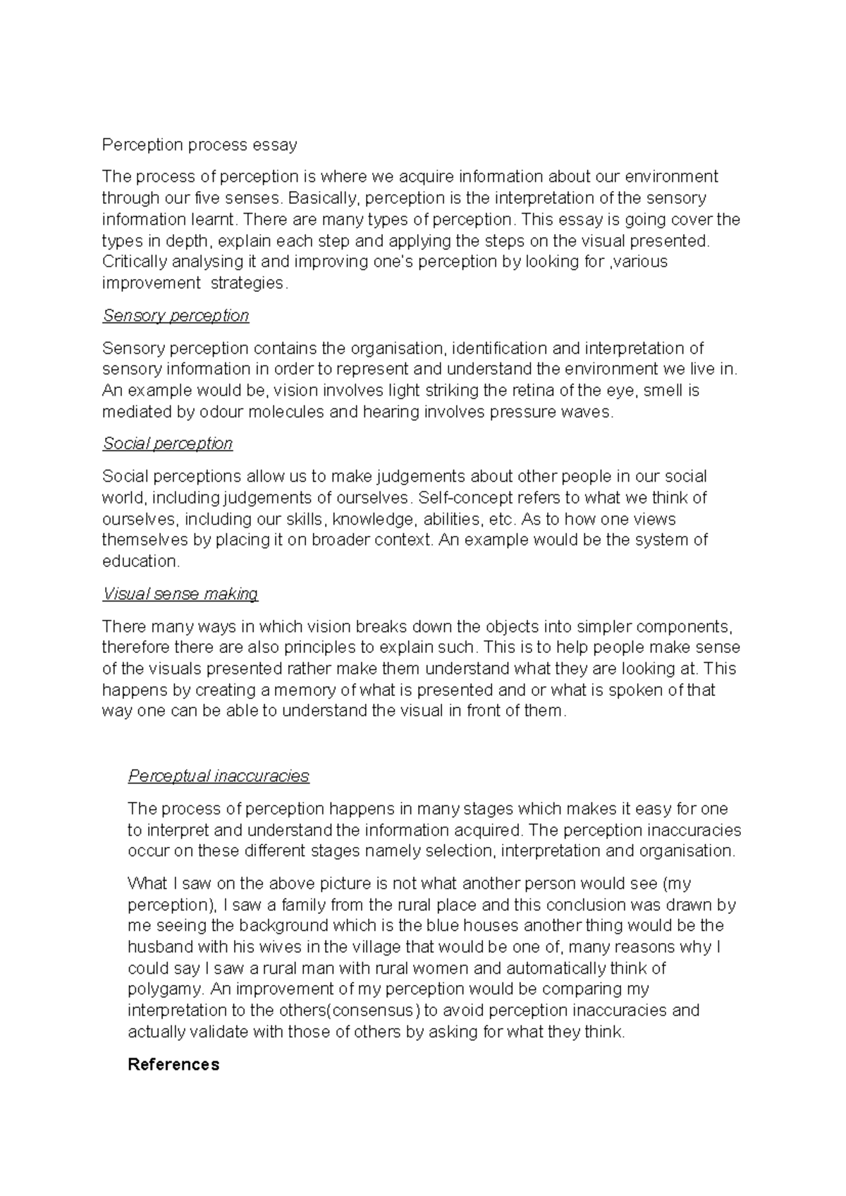 Perception process - Summary Interpersonal Communication - Perception ...