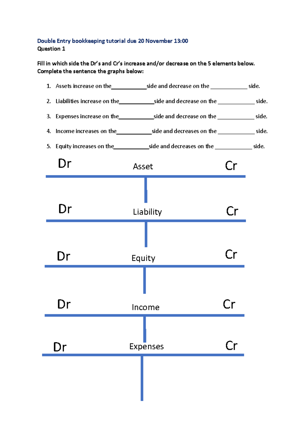 ACL1241 Double Entry Accounting tutorial due 20 Nov 20 - Double Entry ...