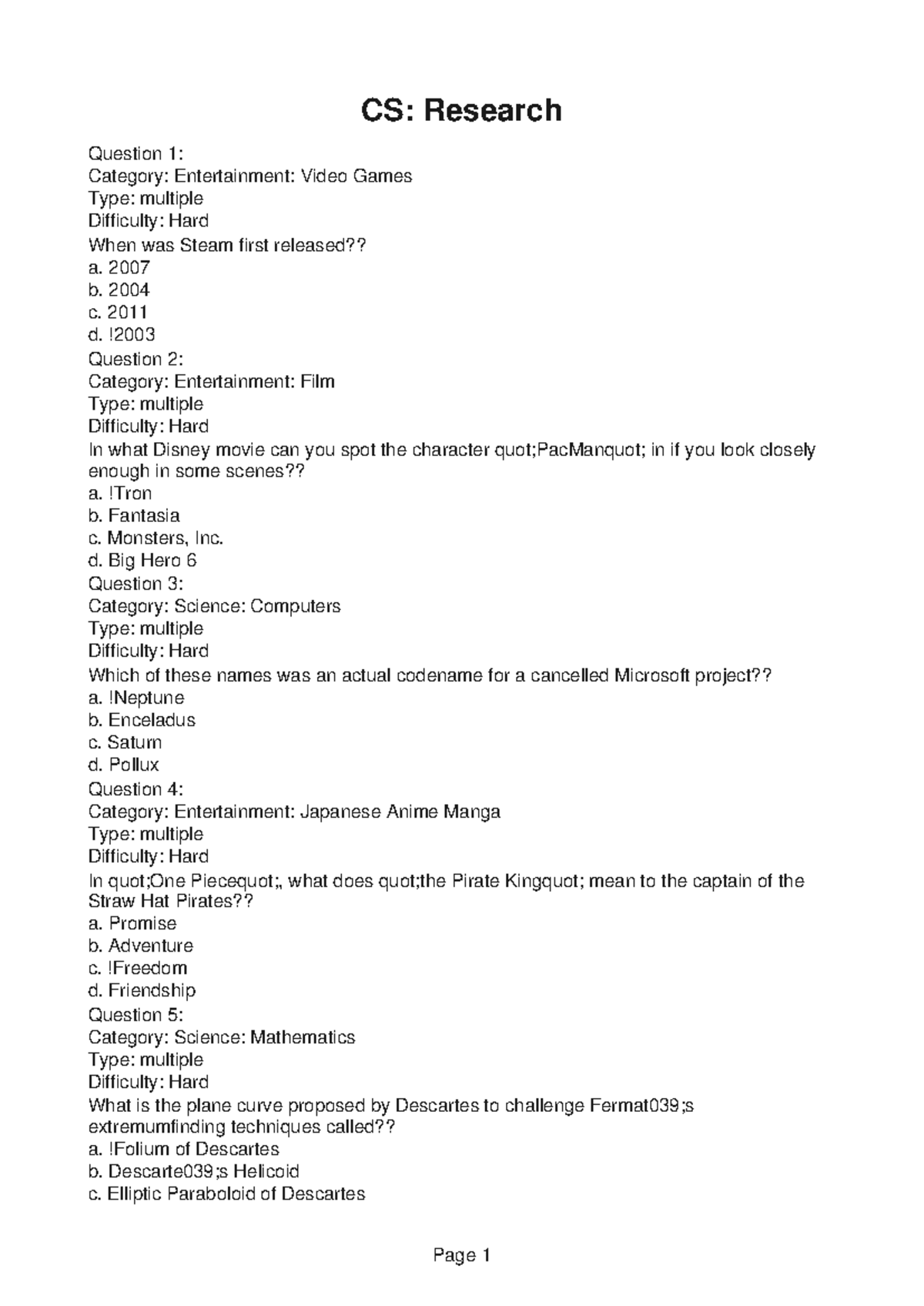 CS 245 Essay 9 - CS: Research Question 1: Category: Entertainment ...