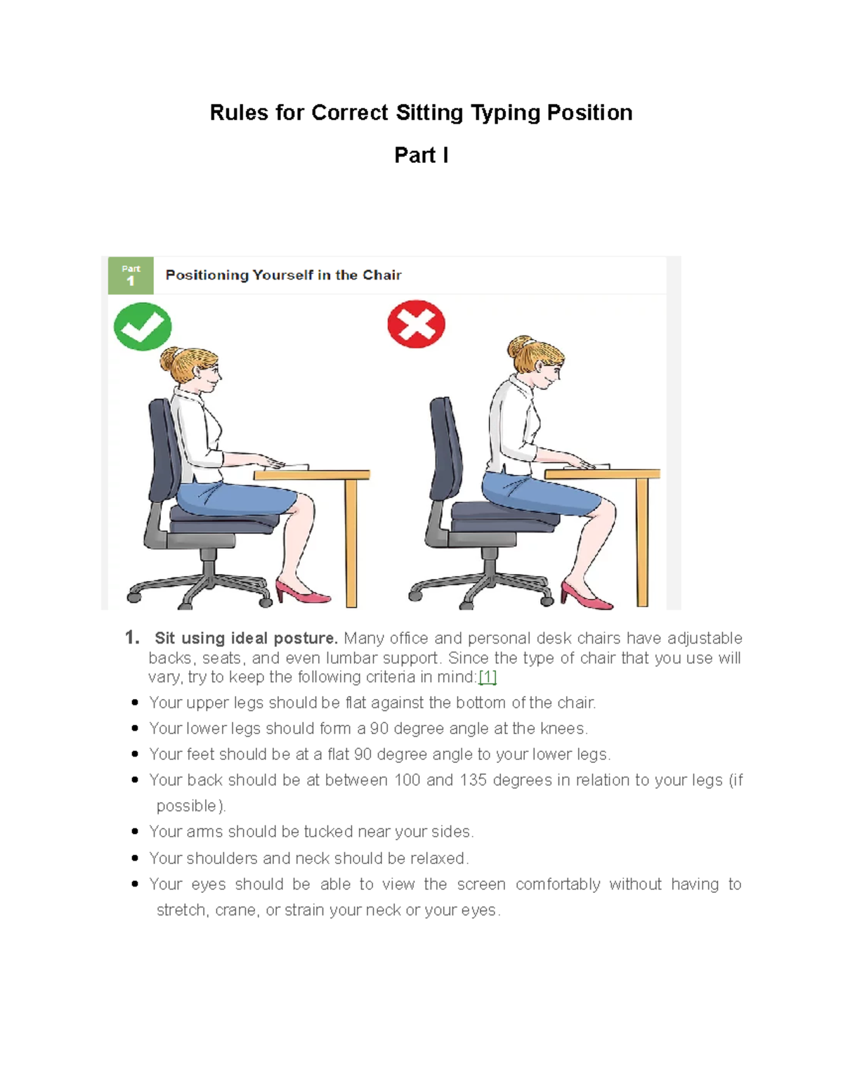 Rules for Correct Sitting Typing Position - Sit using ideal posture ...