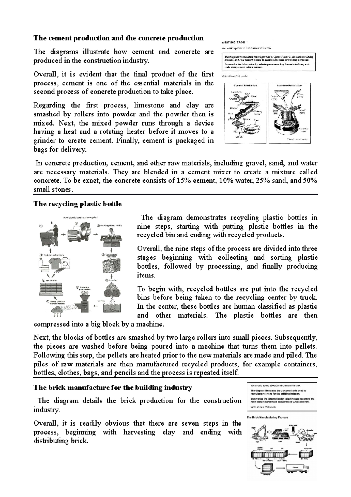 Writing task 1 (process) - The cement production and the concrete ...
