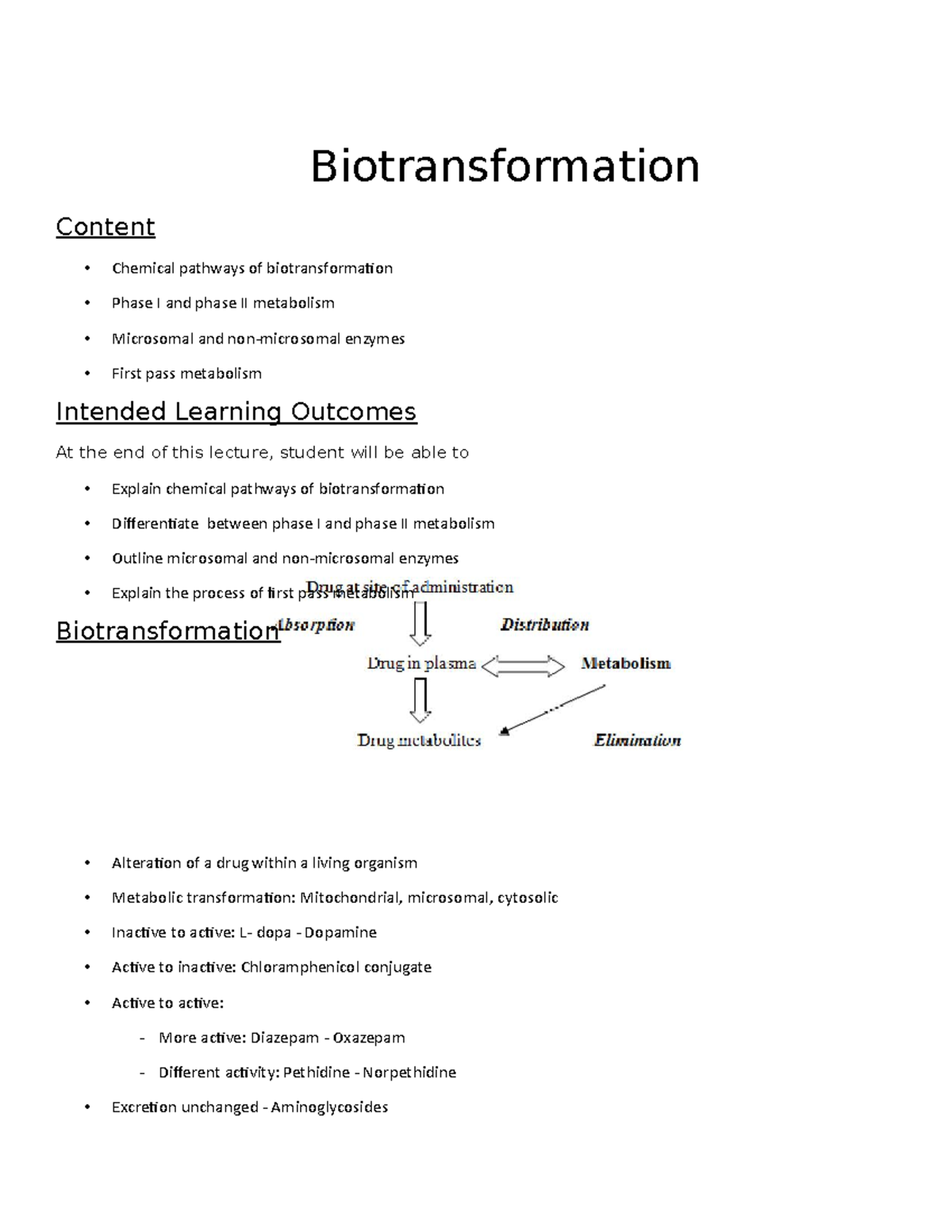 Chapter - 5 Biotransformation - Biotransformation Content • Chemical ...