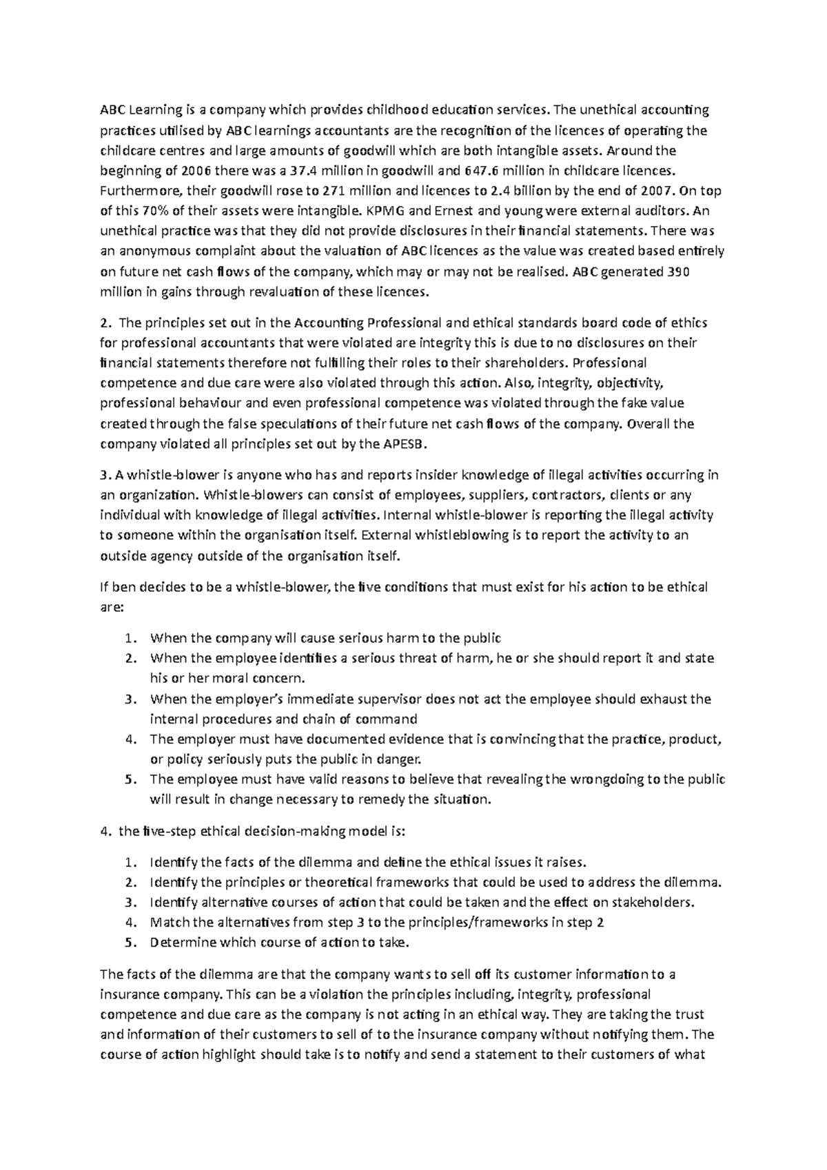3001 wk 3 - Week3 questions - ABC Learning is a company which provides ...