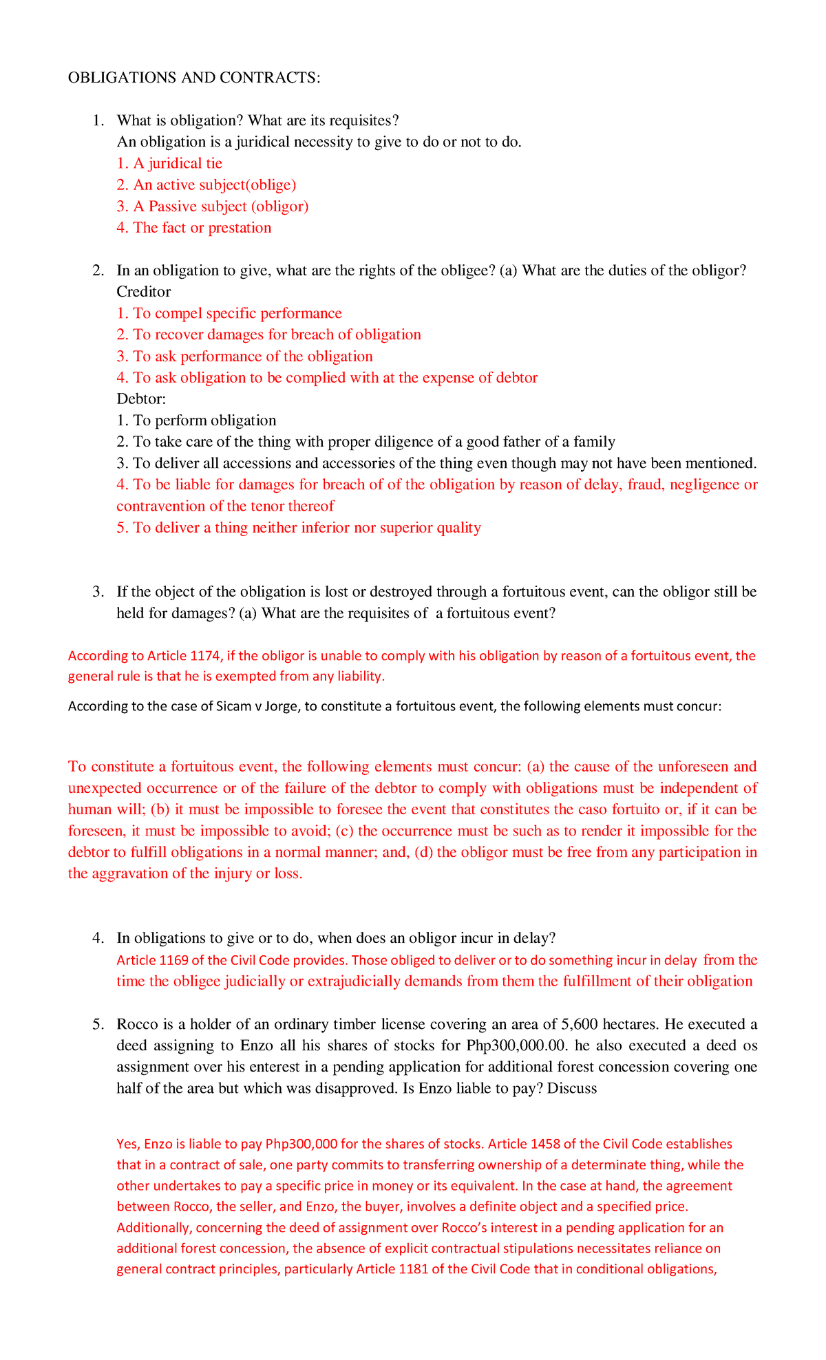 Notes-Oblicon-1 - Oblicon - OBLIGATIONS AND CONTRACTS: 1. What is ...