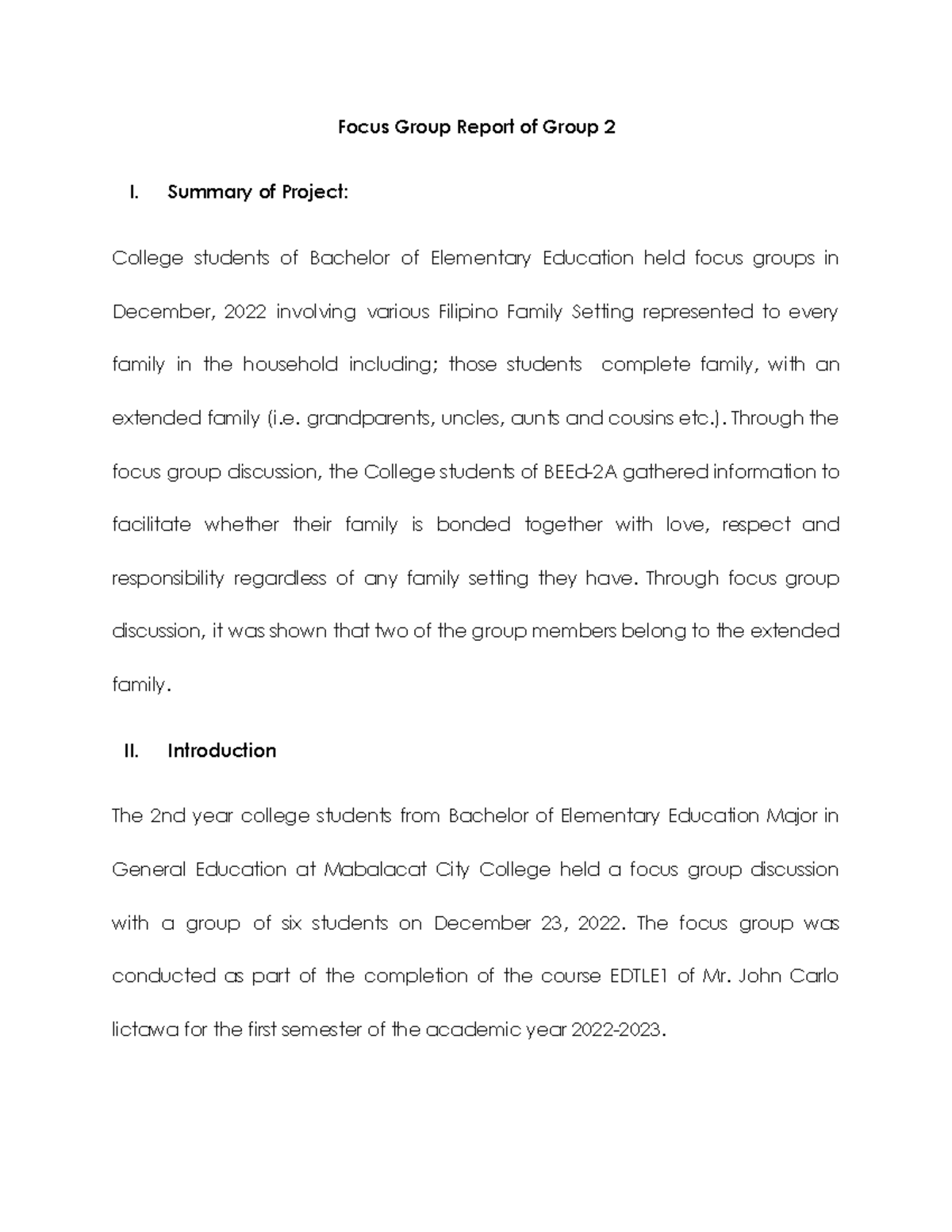 Group 2 BEED-2A Focus- Group- Discussion - Focus Group Report of Group ...