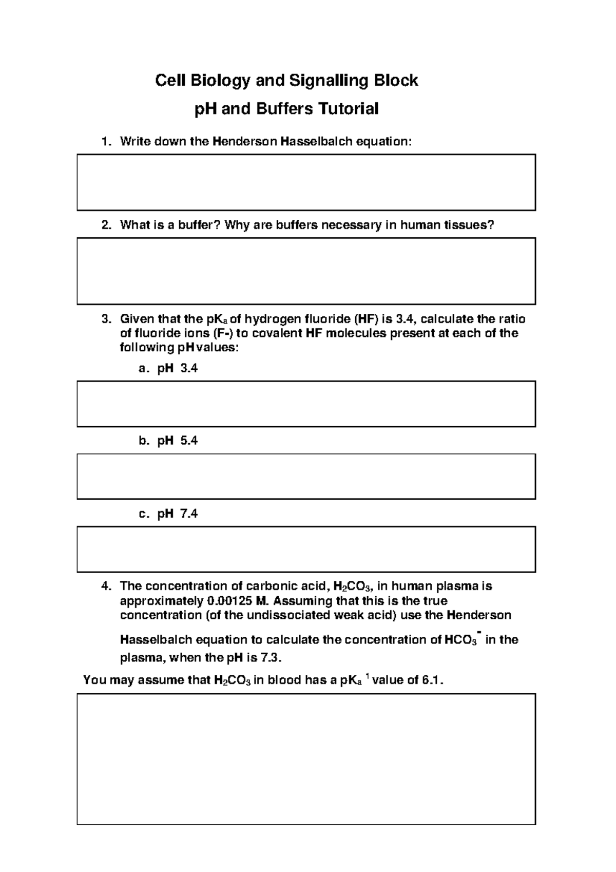CBS p H and Buffering Tutorial acc - Cell Biology and Signalling Block ...