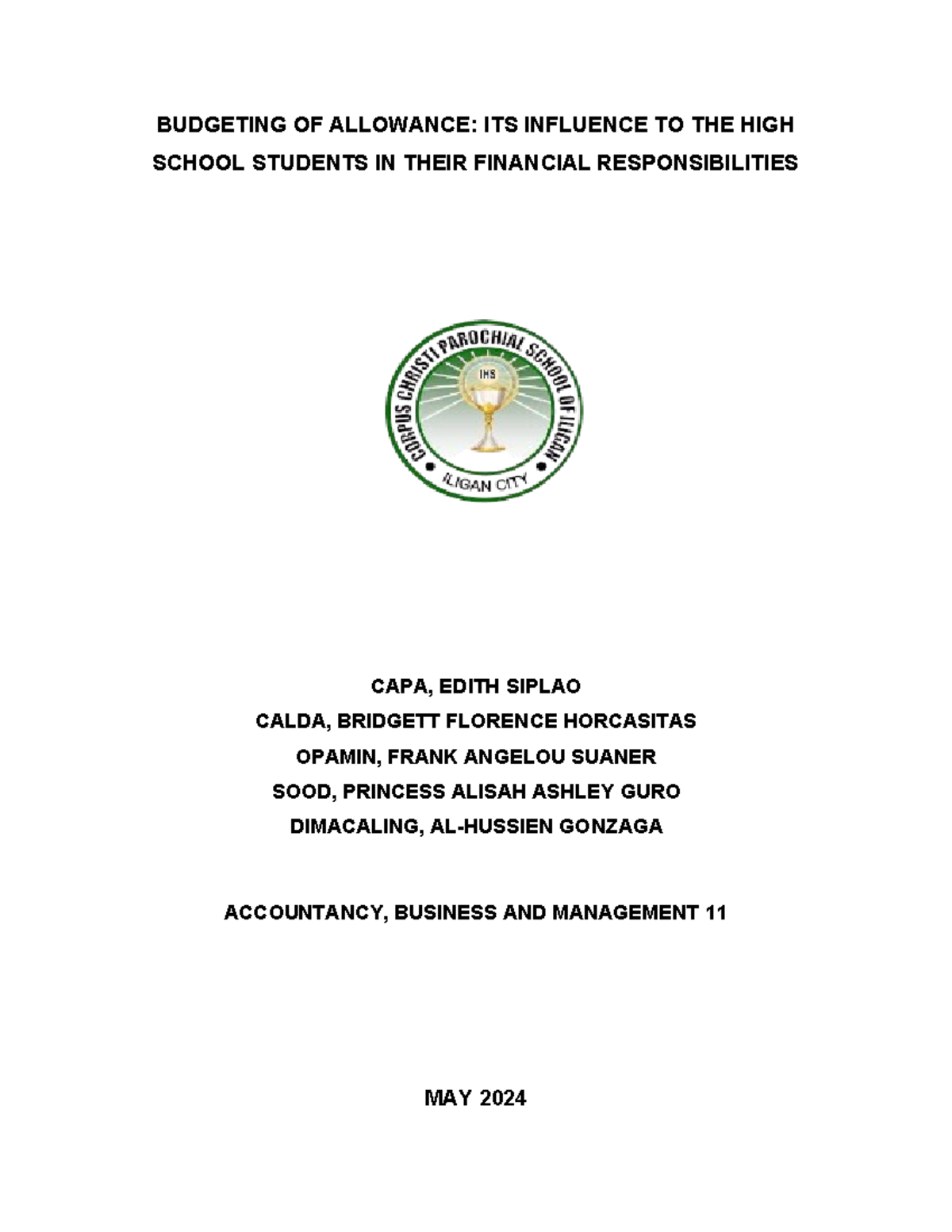 Budgeting-OF- Allowance - BUDGETING OF ALLOWANCE: ITS INFLUENCE TO THE ...