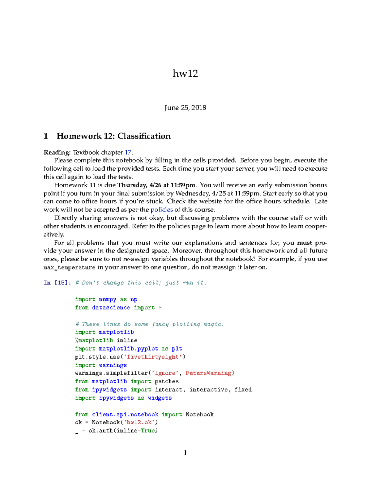 Pdf-20 - LAB 20 ANSWERS - hw June 25, 2018 1 Homework 12 ...
