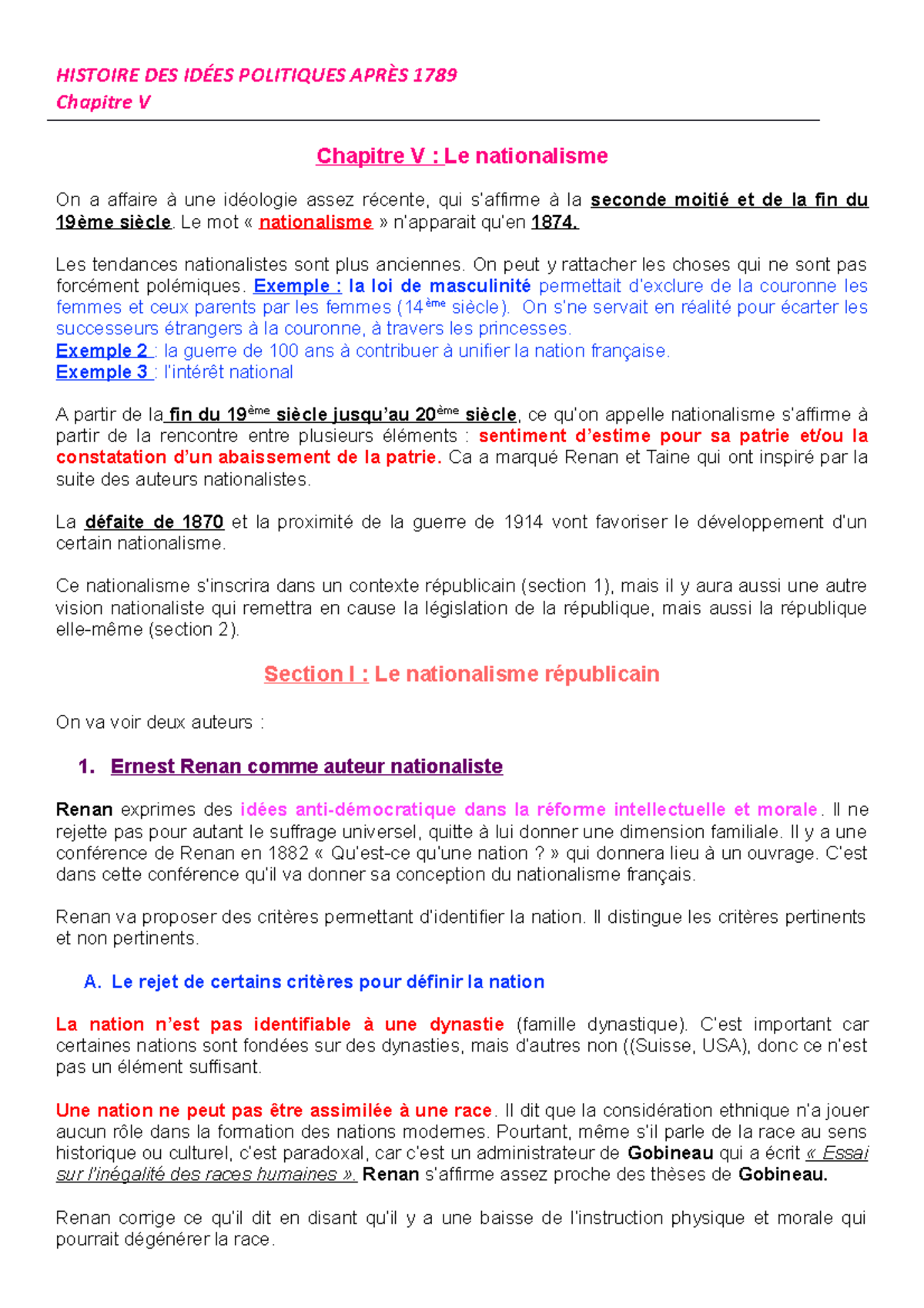 Chapitre V - Le nationalisme - HISTOIRE DES IDÉES POLITIQUES APRÈS 1789 ...