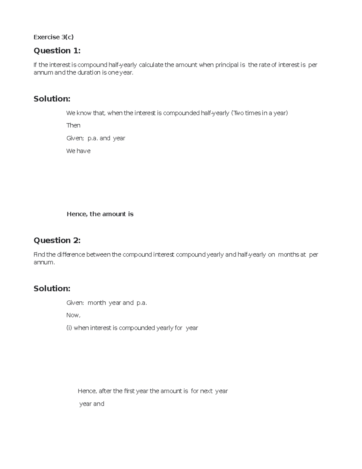 Concise 9 Compound Interest (Using Formula) [Part 2] - Exercise 3(c ...
