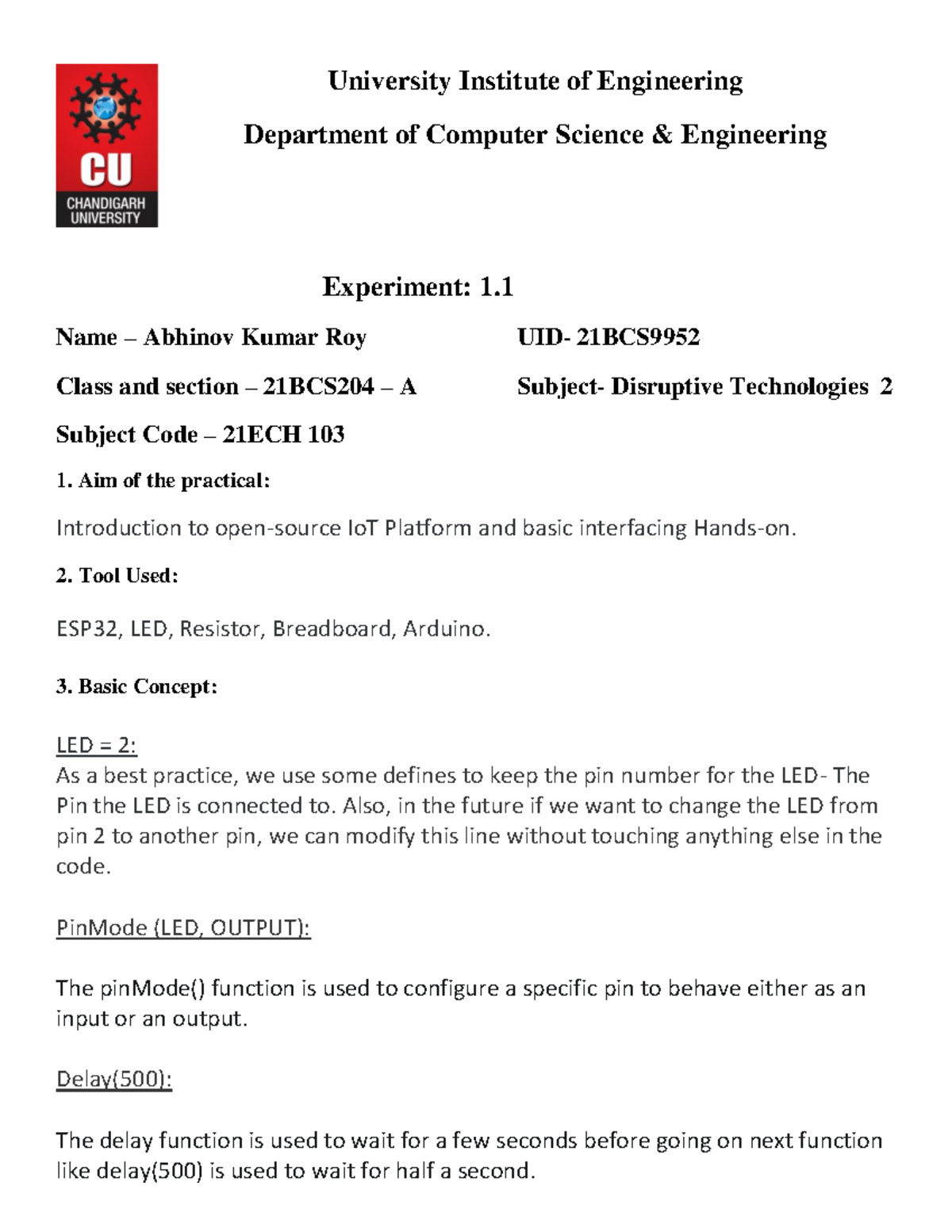 DT Worksheet 1.1 - jhvhjvhjvhjvh - Department of Computer Science & Engineering Experiment: 1 ...