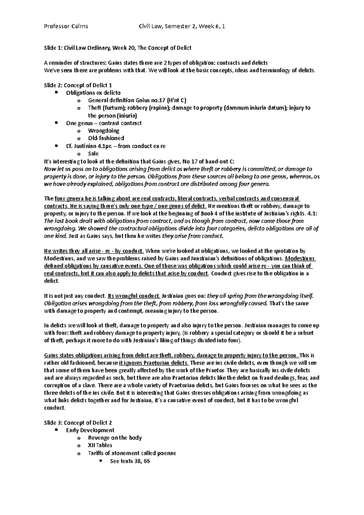 Sem 2, Week 6, 1 Civil Law -Delicts - Slide 1: Civil Law Ordinary, Week ...