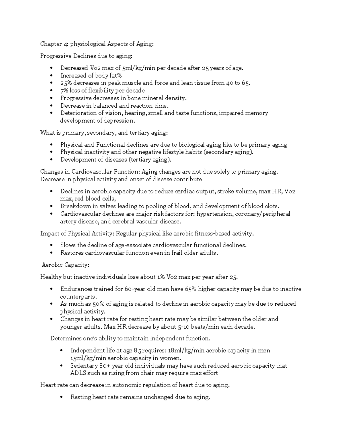 Chapter 4 kin 4442 - Chapter 4: physiological Aspects of Aging ...